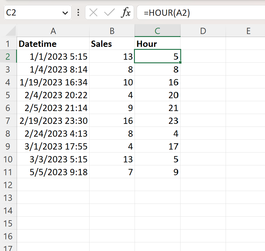 Excel: Extract Hour From Datetime - PSYCHOLOGICAL STATISTICS