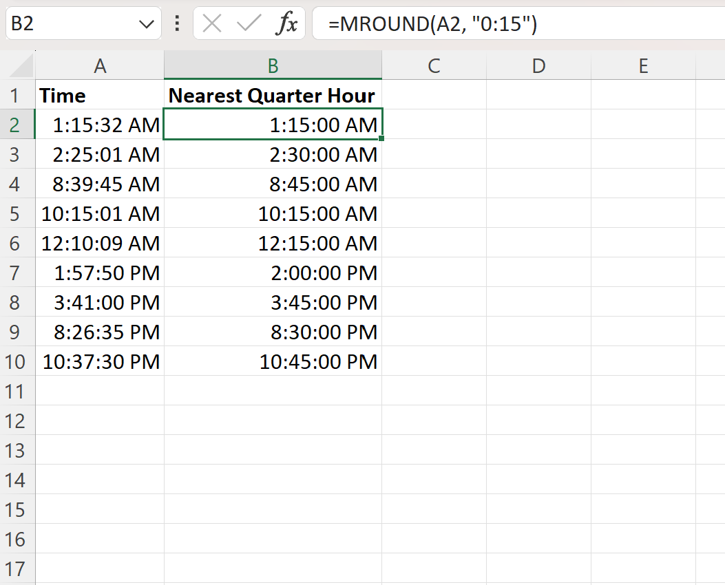 Learn Excel: Rounding Time To The Nearest Quarter Hour - PSYCHOLOGICAL ...