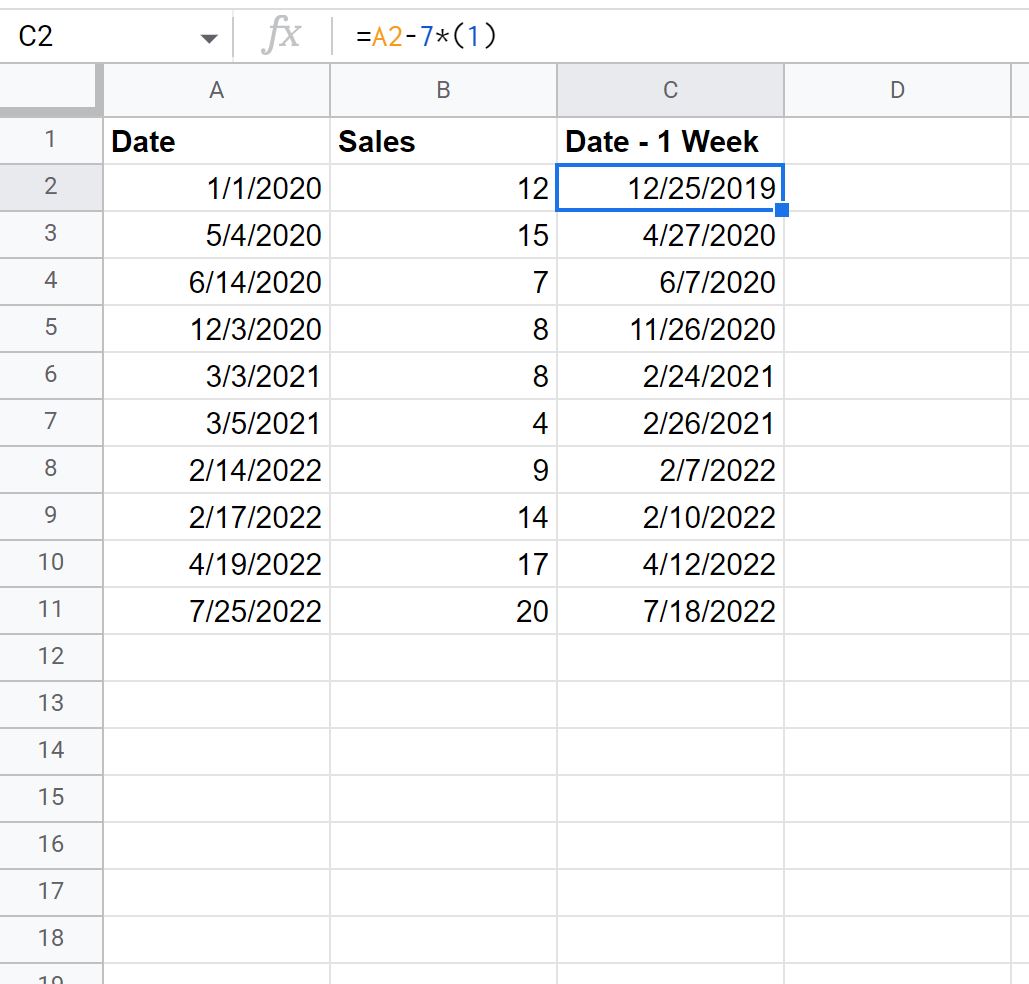 Learn How To Add Or Subtract Weeks From Dates In Google Sheets ...