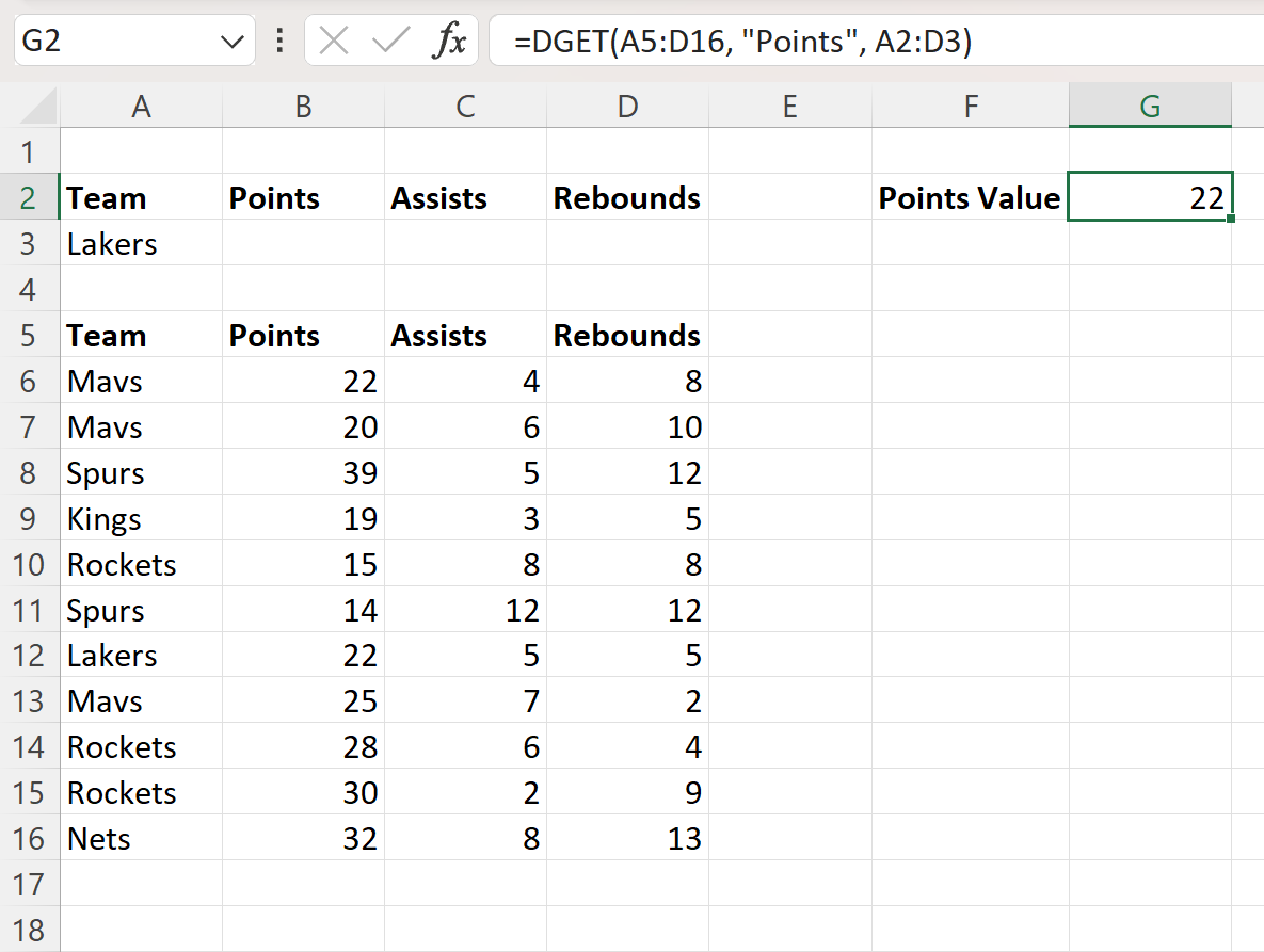 Understanding The DGET Function In Excel: Extracting Data Based On ...