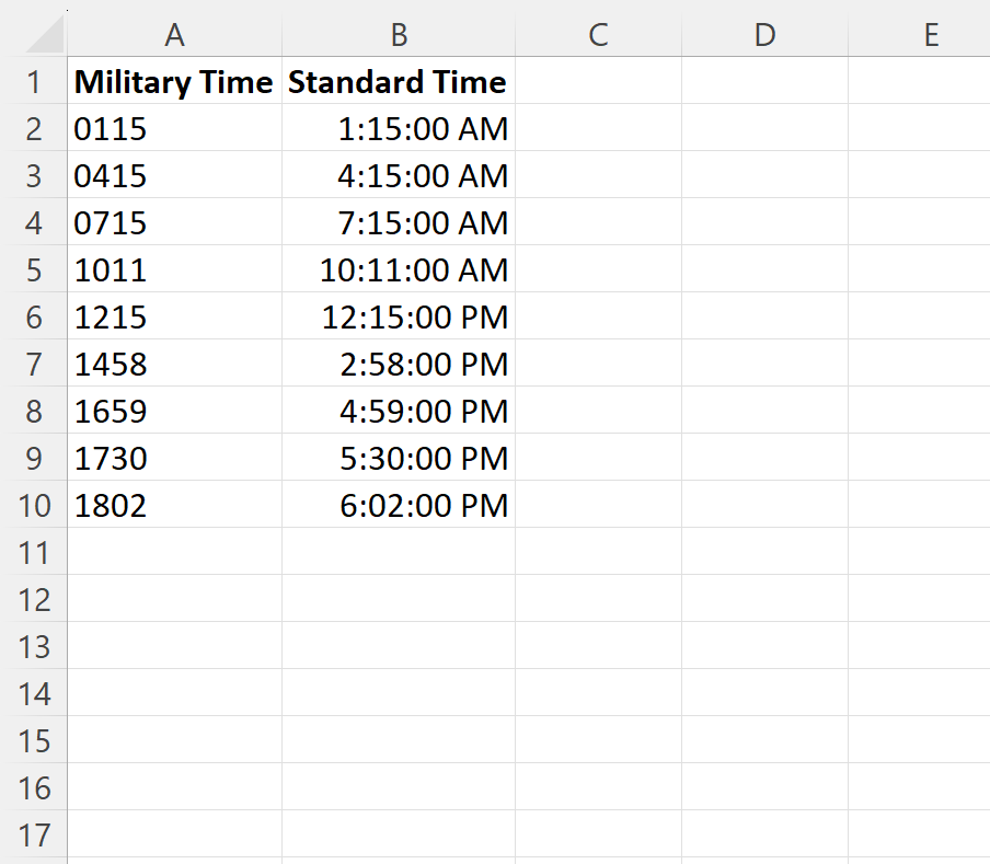 Converting Between Standard And Military Time Formats In Excel: A Step ...