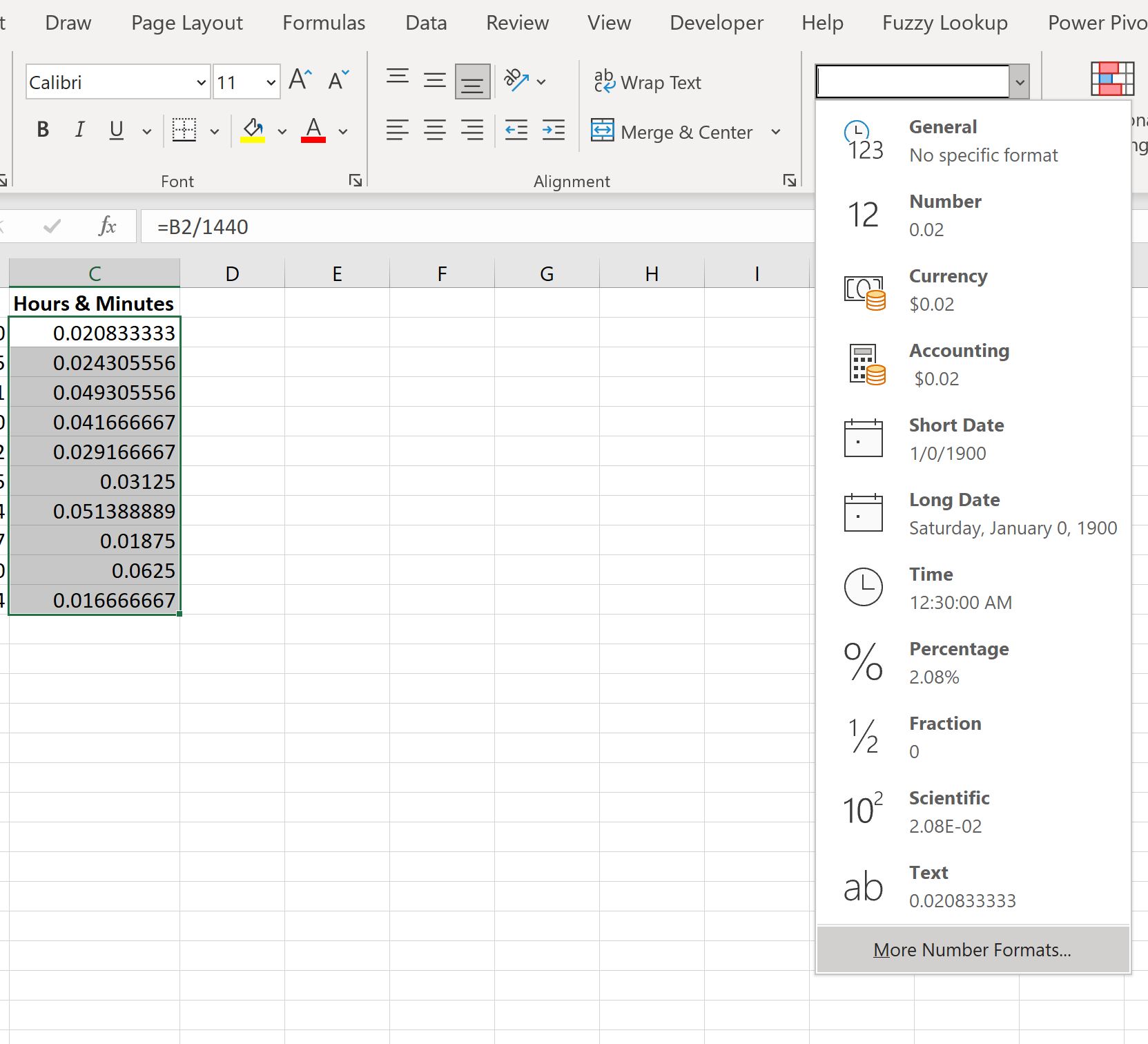 Excel: Convert Minutes To Hours And Minutes - PSYCHOLOGICAL STATISTICS