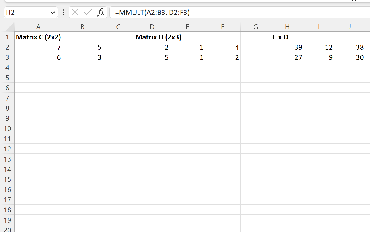 Perform Matrix Multiplication in Excel (With Examples) - PSYCHOLOGICAL STATISTICS