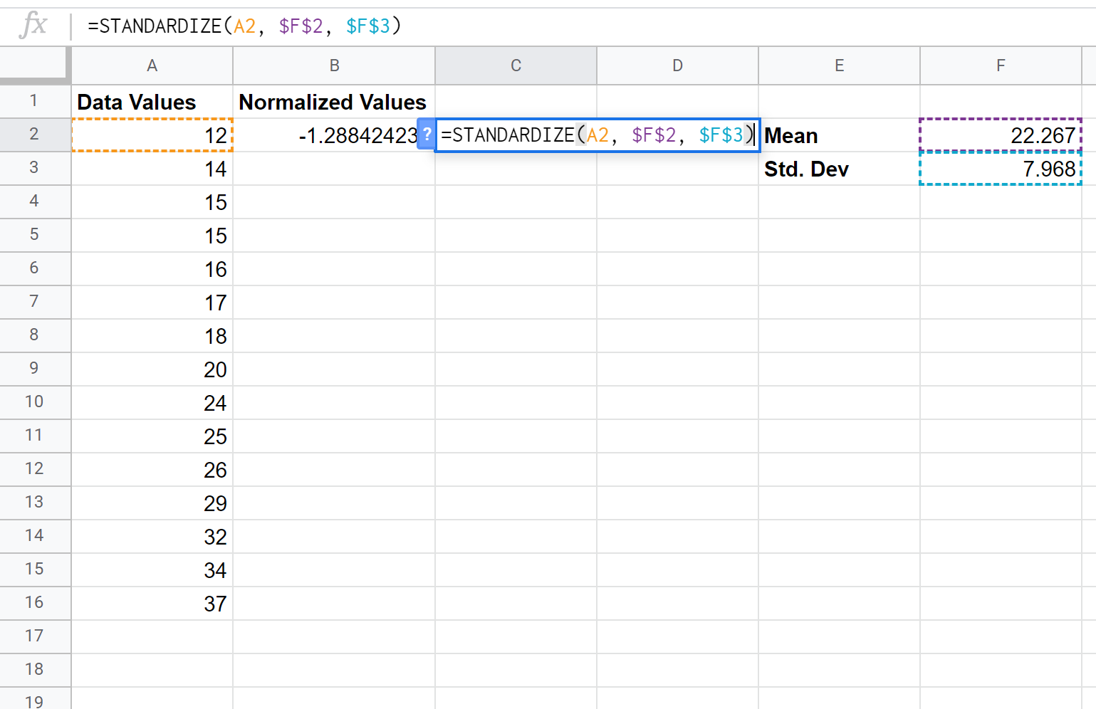 Normalize Data In Google Sheets - PSYCHOLOGICAL STATISTICS
