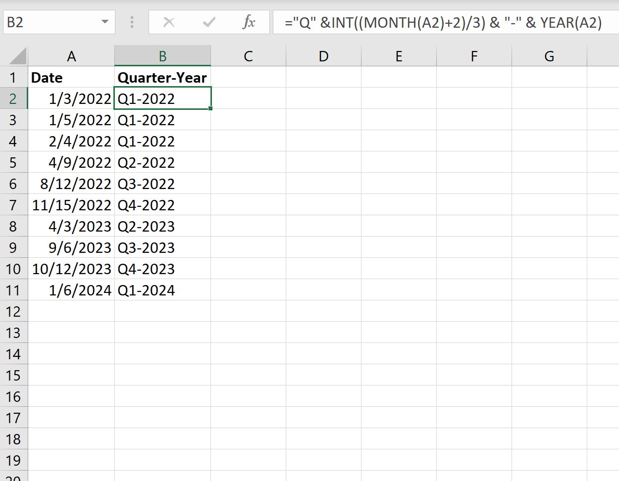 Learning To Convert Dates To Quarters And Years In Excel ...