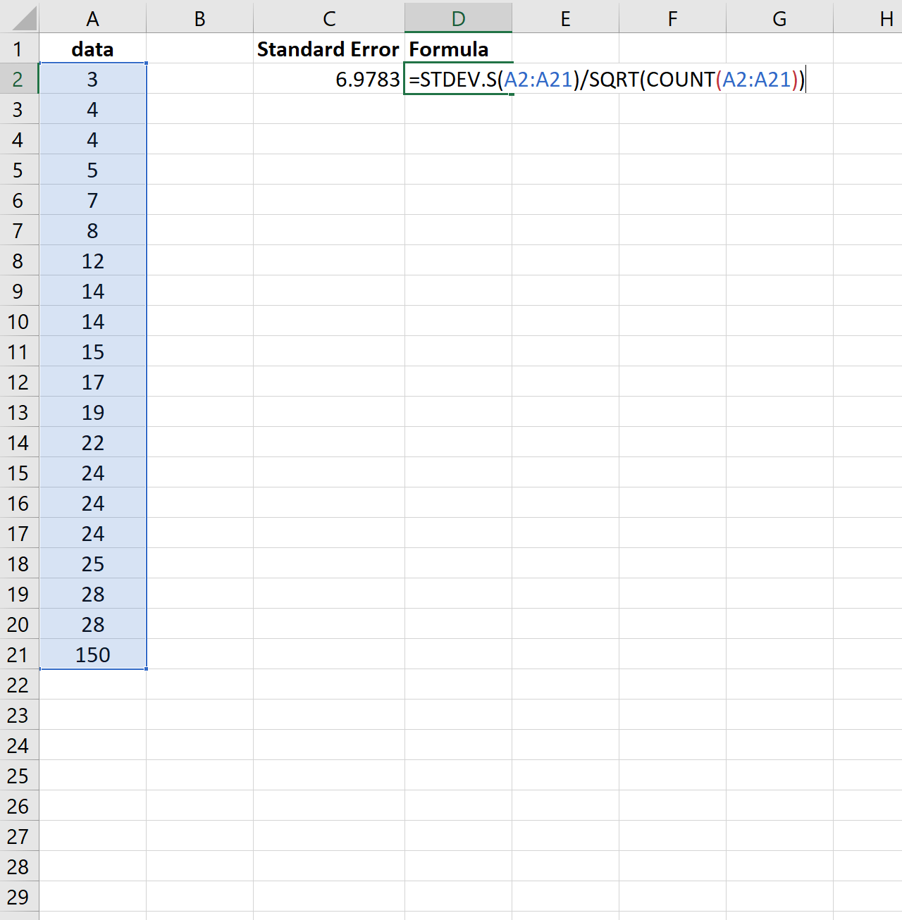 Learn How to Calculate the Standard Error of the Mean (SEM) in Excel ...