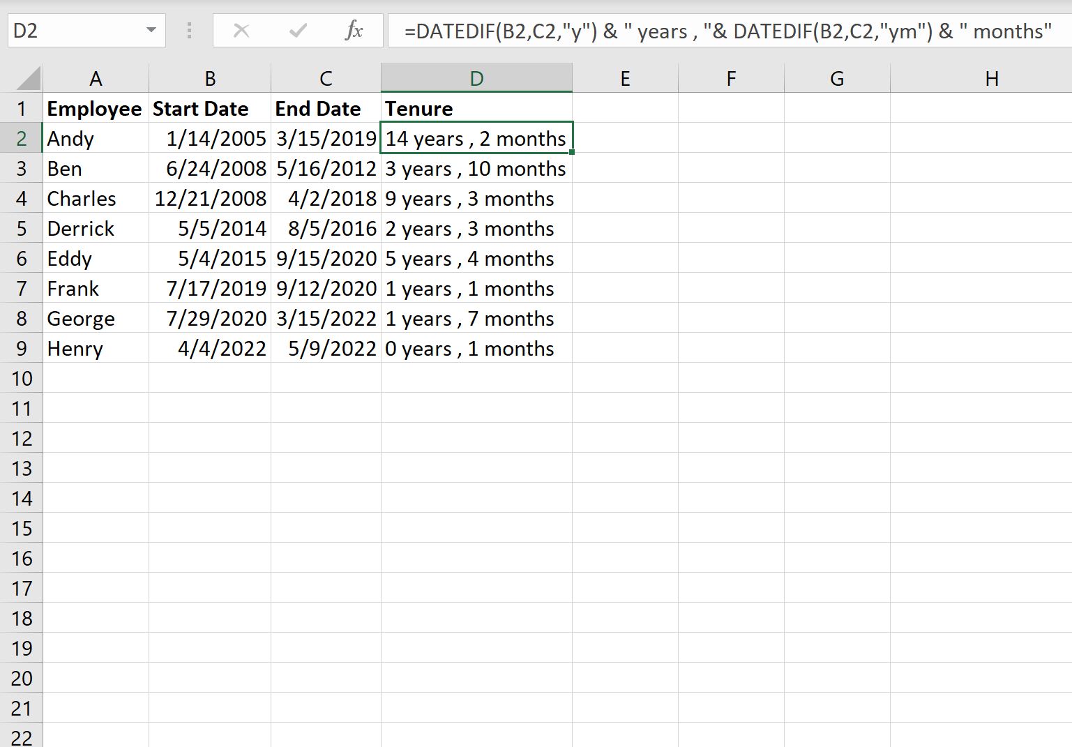 BEST Way To Calculate Tenure In Excel With Example 