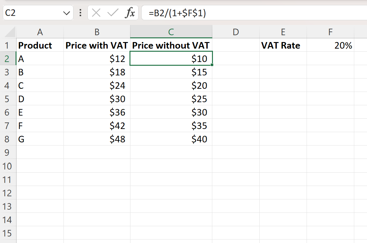 BEST Way To Calculate VAT In Excel With Examples best-way-to-calculate-vat-in-excel-with-examples