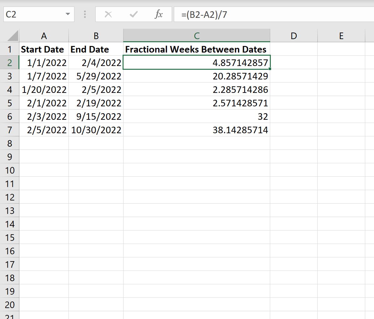 Excel: Calculate the Number of Weeks Between Dates - PSYCHOLOGICAL ...