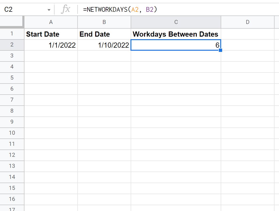 Learn To Calculate Workdays Between Dates In Google Sheets ...