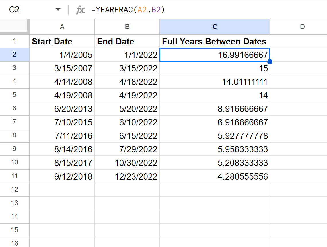 Calculating Years Between Dates: A Google Sheets Tutorial ...