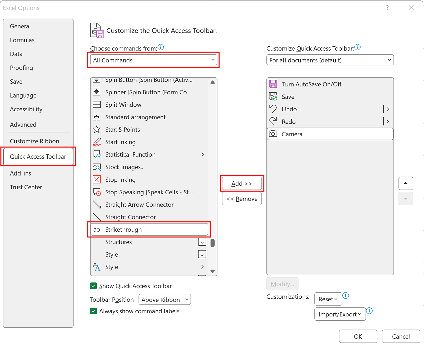 BEST Way To Add Strikethrough Button To Ribbon In Excel