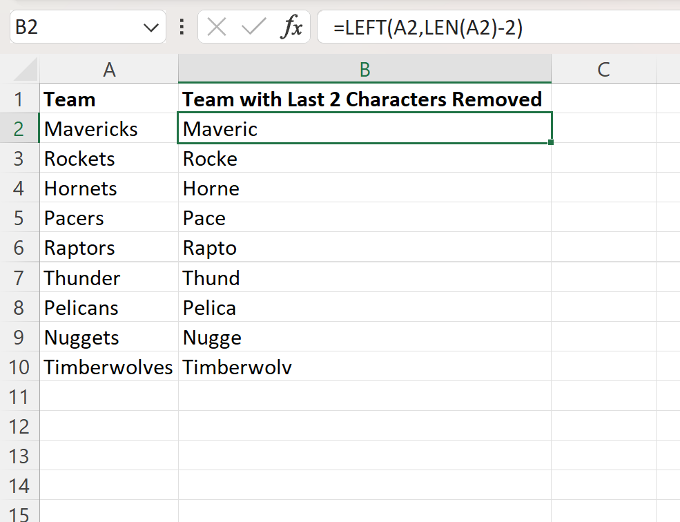 Learn How To Remove The Last Two Characters From A String In Excel ...