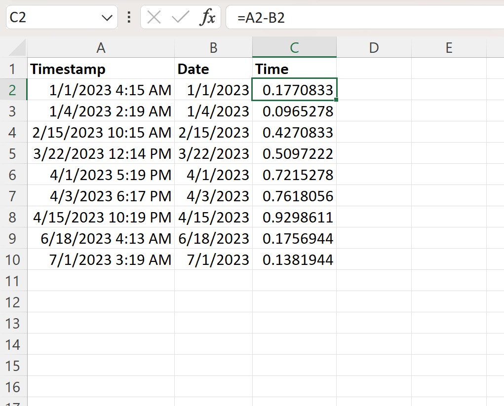 Separate Date and Time in Excel (With Example) - PSYCHOLOGICAL STATISTICS