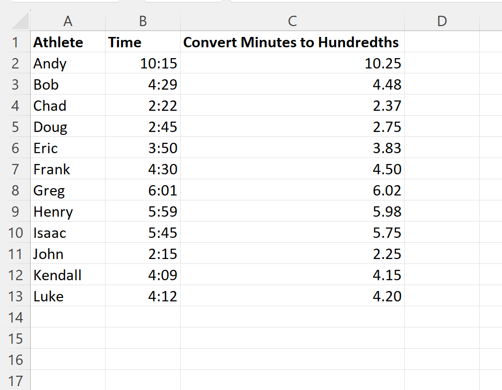 Converting Minutes To Hundredths: A Practical Guide For Excel Users ...