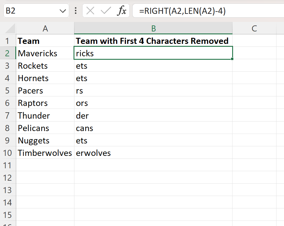 Excel: Remove First 4 Characters from String - PSYCHOLOGICAL STATISTICS