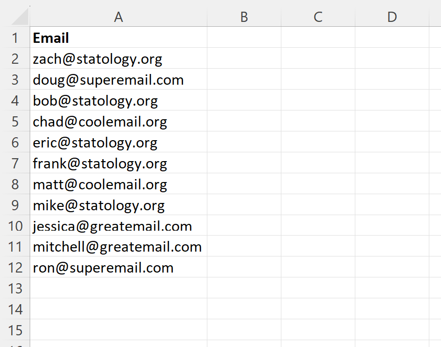 Filter Email Addresses in Excel (With Example) - PSYCHOLOGICAL STATISTICS