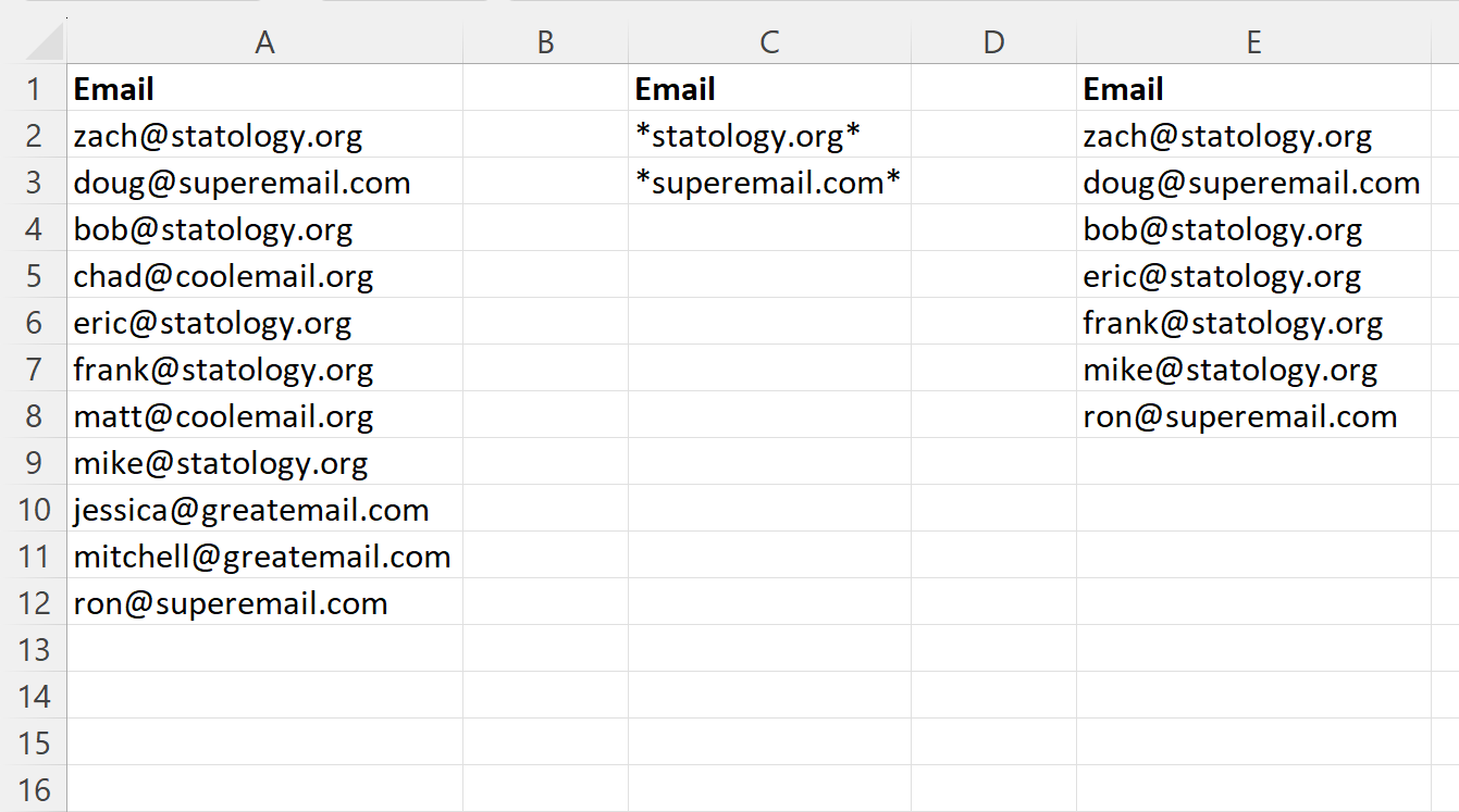 Filter Email Addresses in Excel (With Example) - PSYCHOLOGICAL STATISTICS