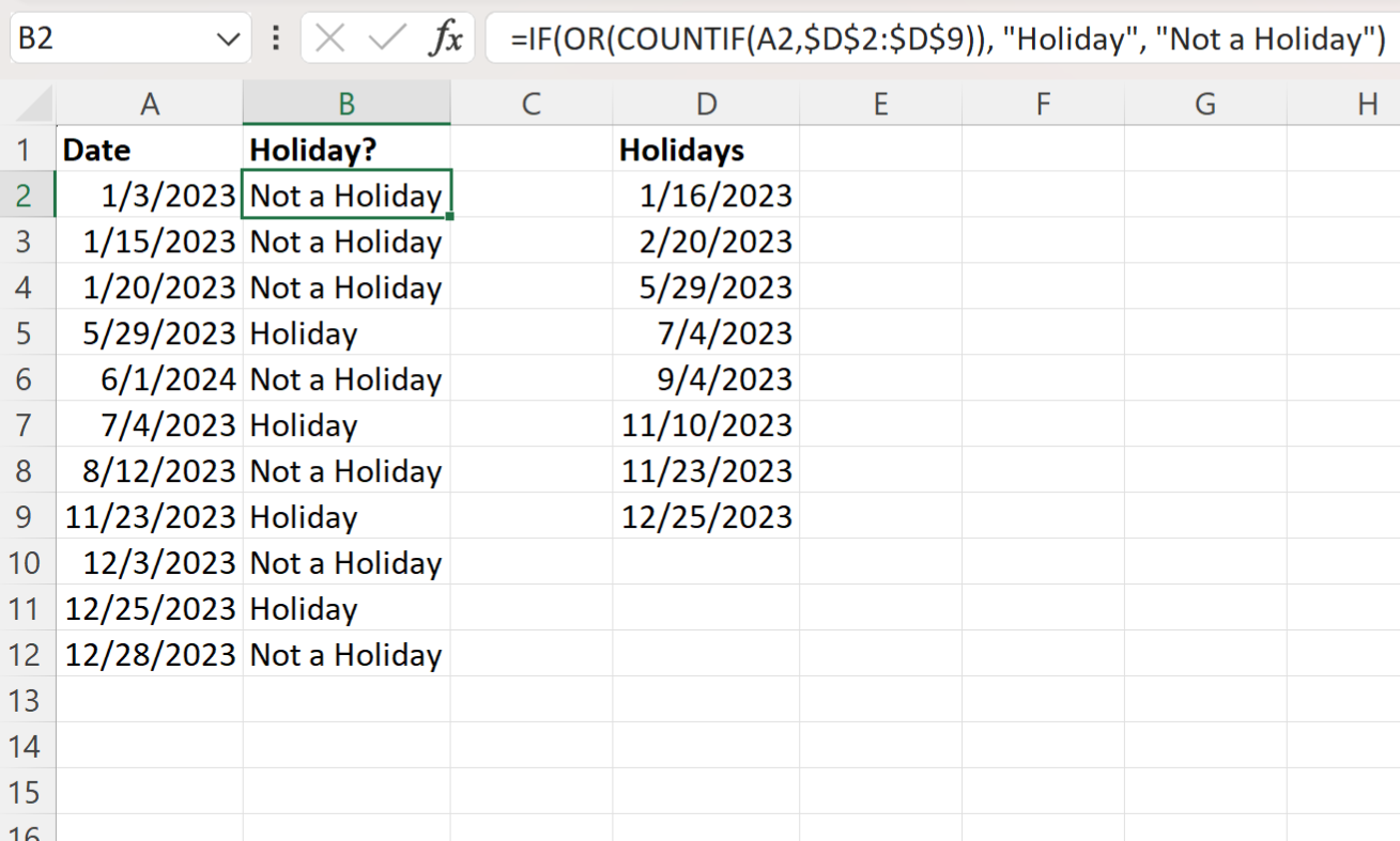 Learning To Identify Holidays In Excel Using Formulas - PSYCHOLOGICAL ...