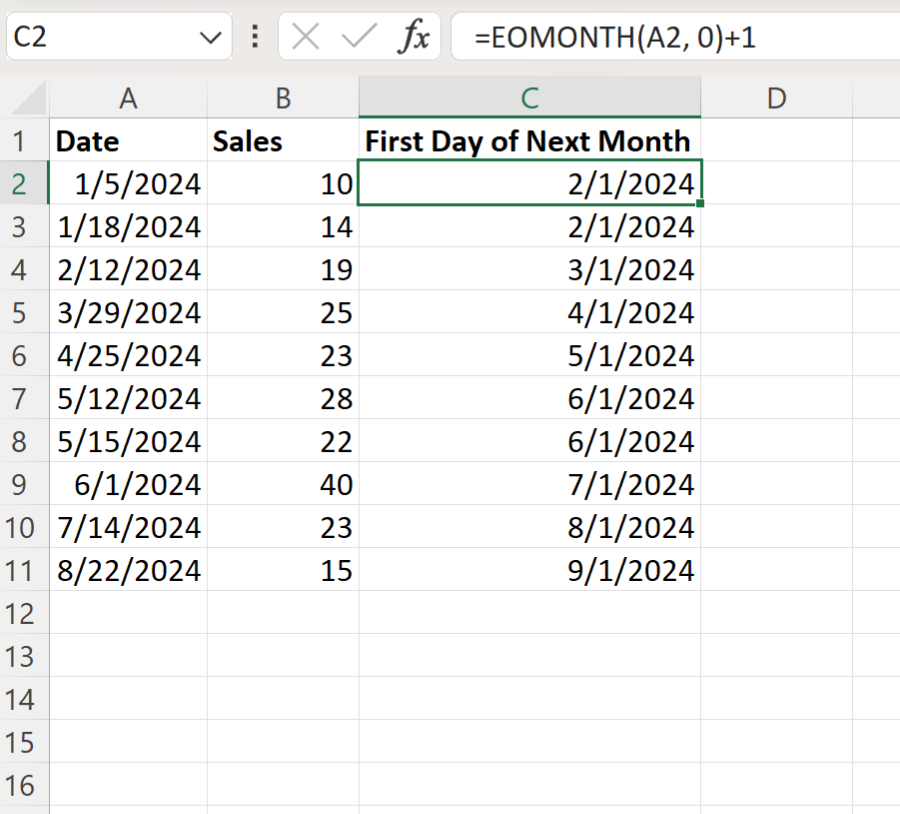 Learn To Calculate The First Day Of The Next Month Using Excel Formulas ...