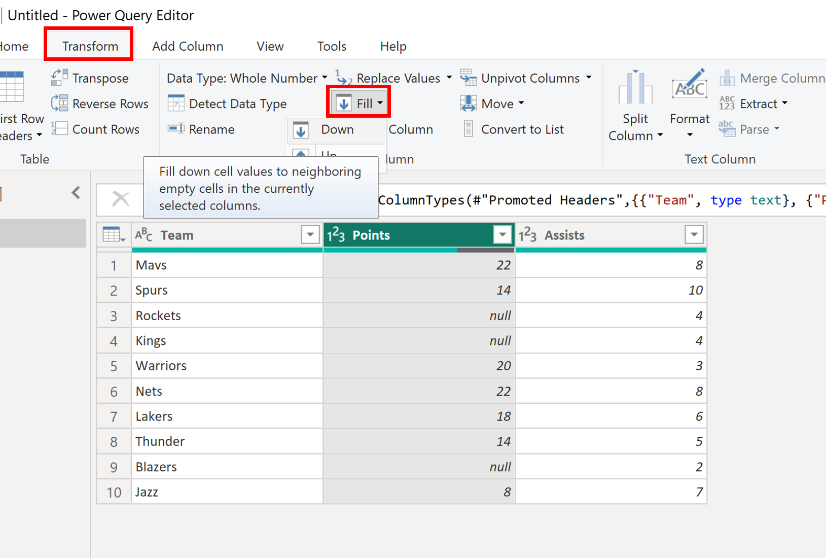 Learning Guide: Filling Blank Values With The Previous Value In Power ...