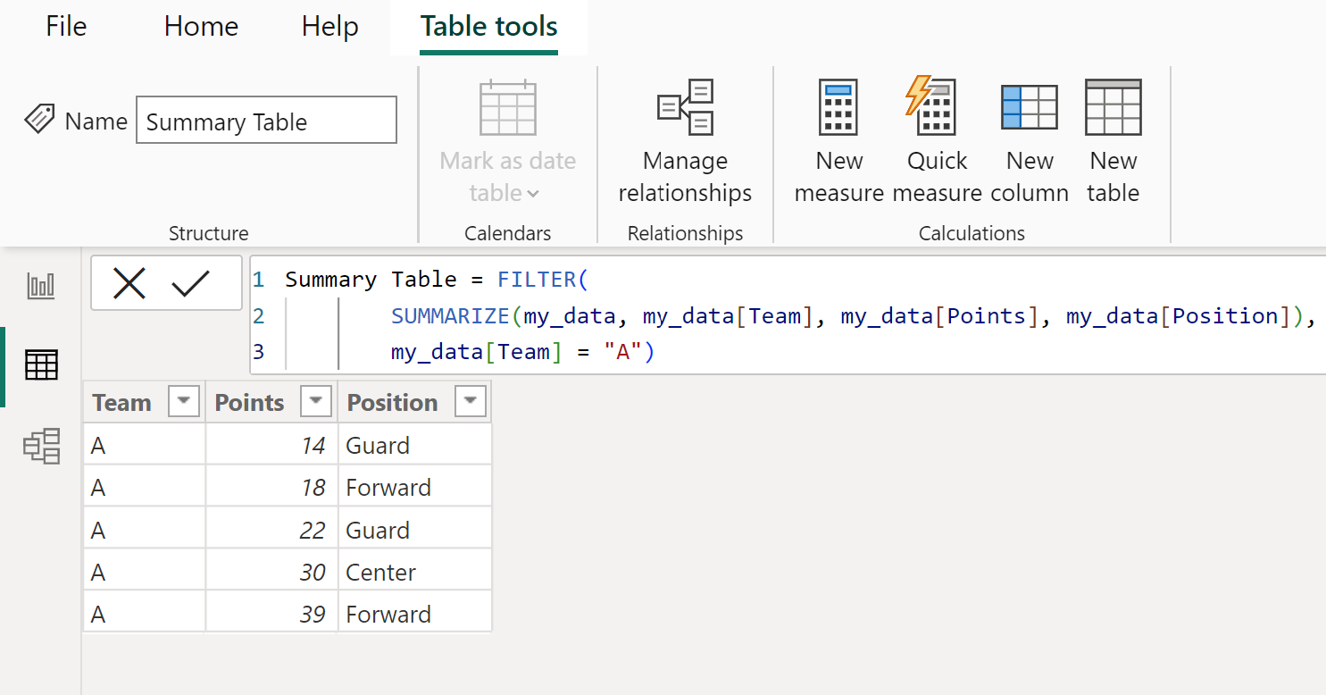 Learning To Create Dynamic Tables: Using SUMMARIZE And FILTER In Power BI - PSYCHOLOGICAL STATISTICS
