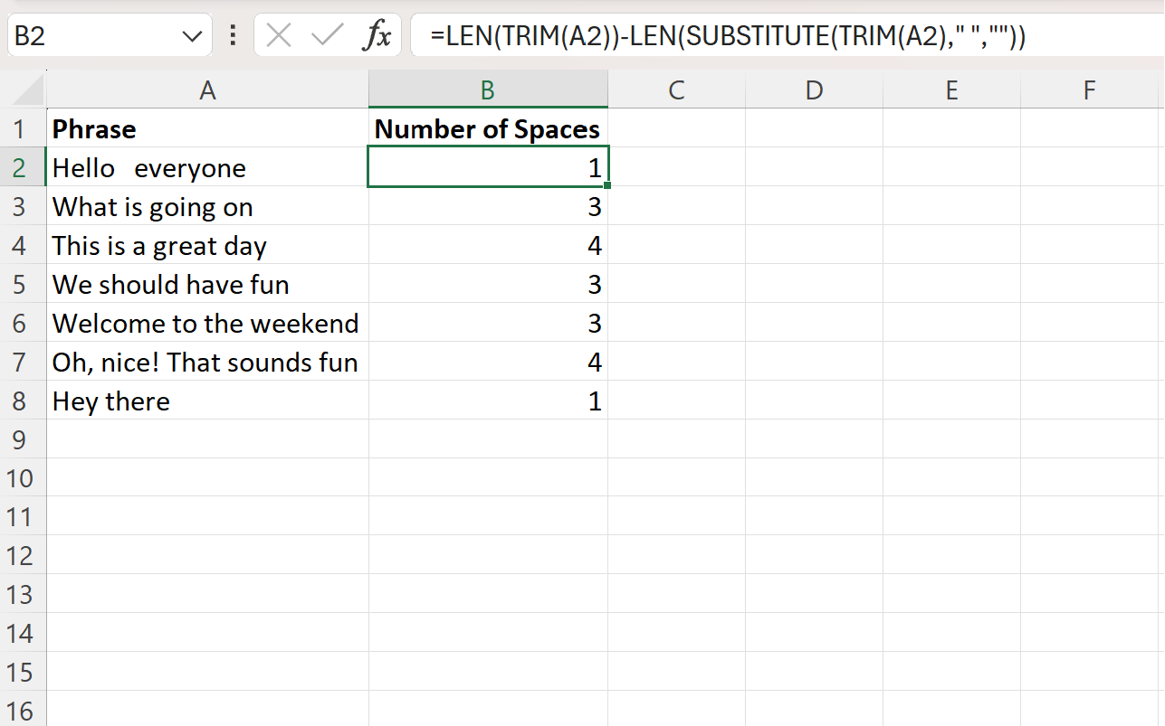 Counting Spaces In Excel: A Step-by-Step Guide To Using Formulas ...