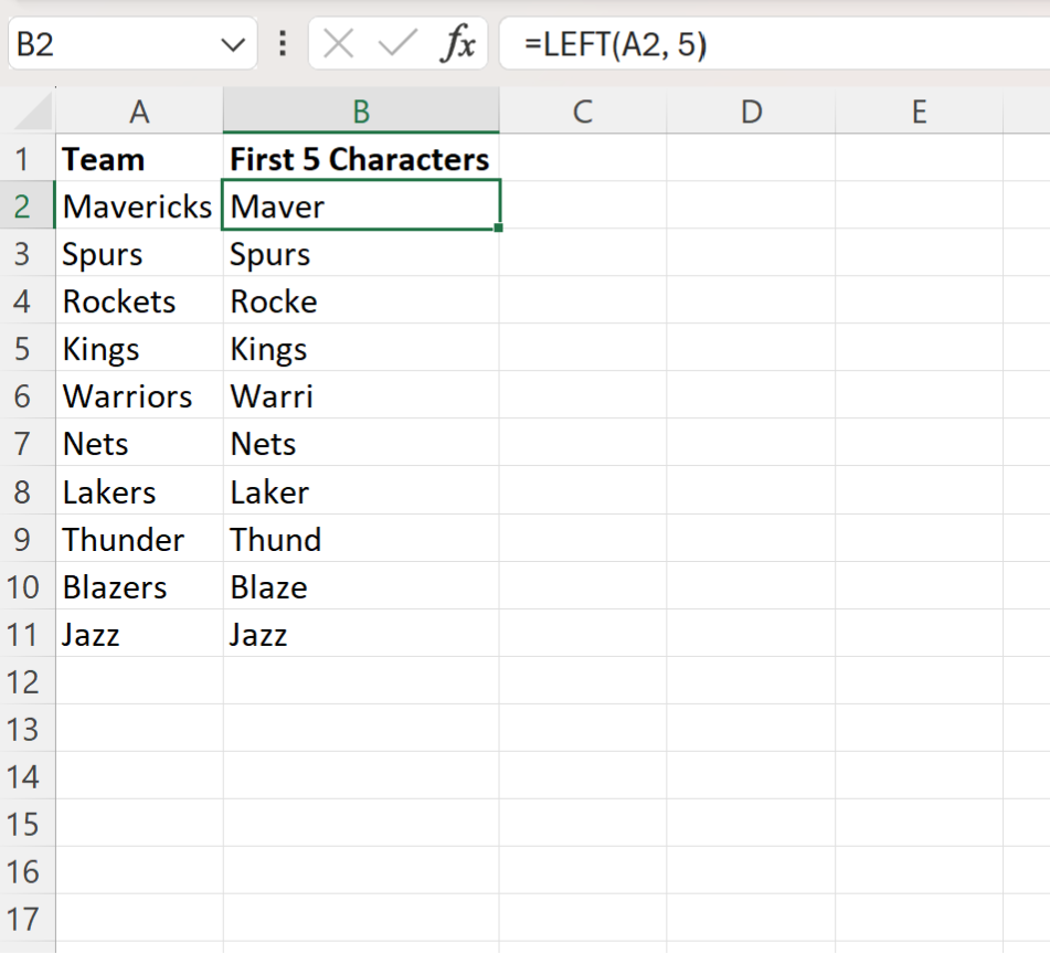 Concise Excel Tutorial: Extracting The First 5 Characters From A Cell ...